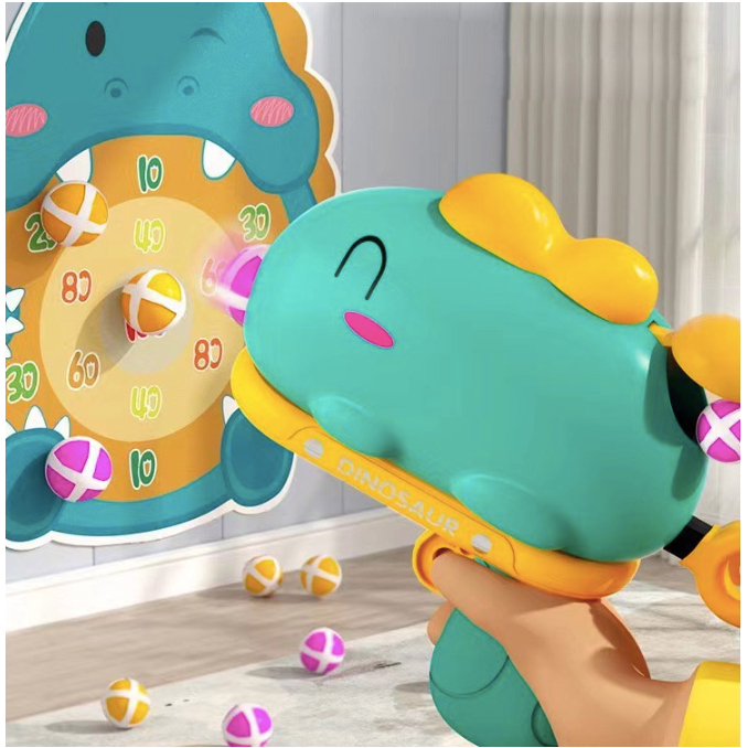 Children Dinosaur Gun Sticky Ball Throwing Target Montessori Dart Board ...