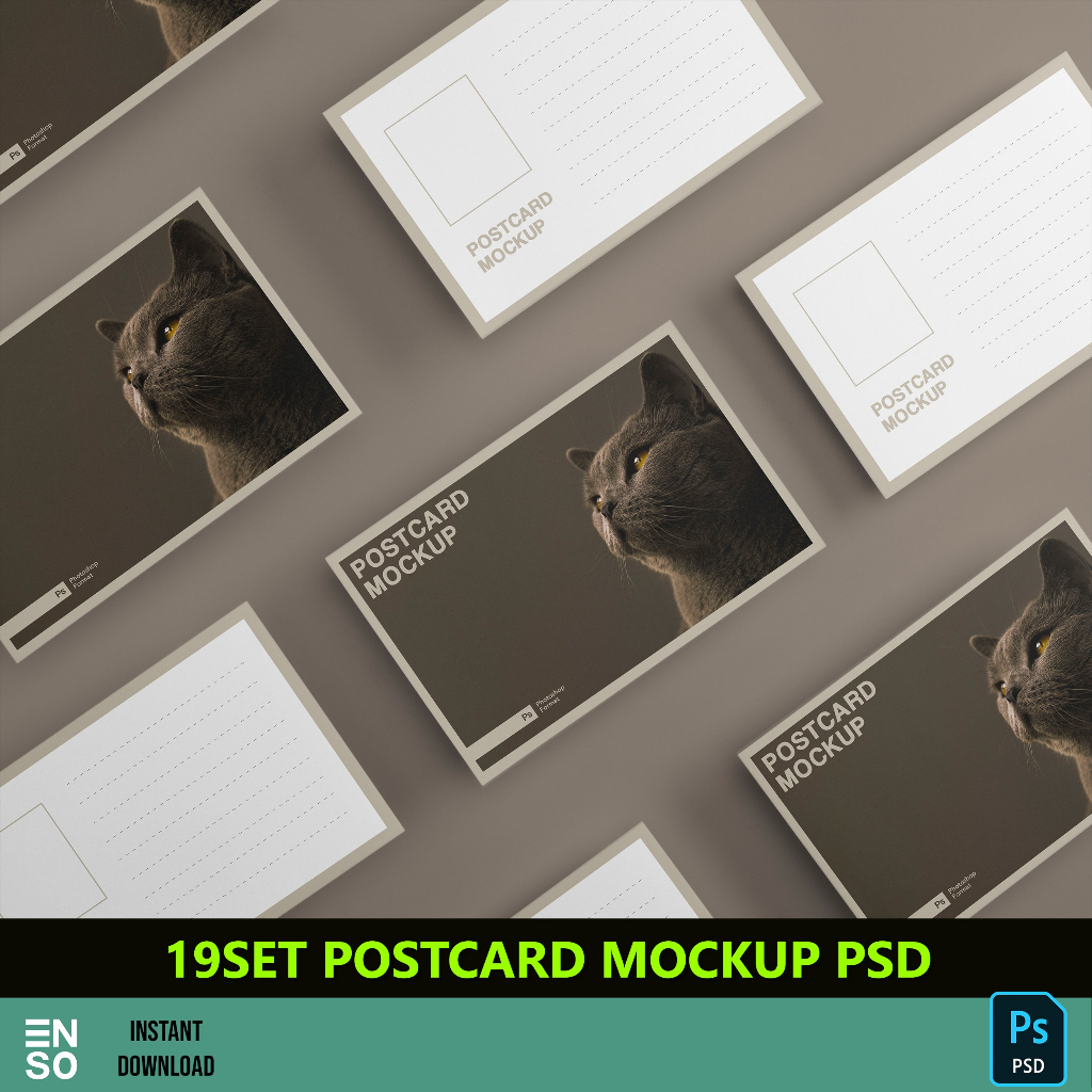 19-Set PSD Postcard Mockup Template | Editable Photoshop Mockup Files ...