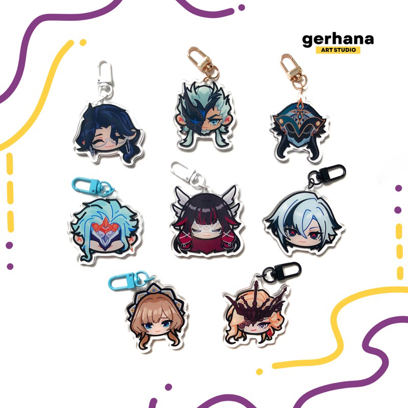Genshin Impact Chibi Acrylic Keychain | Pierro Capitano Columbina ...