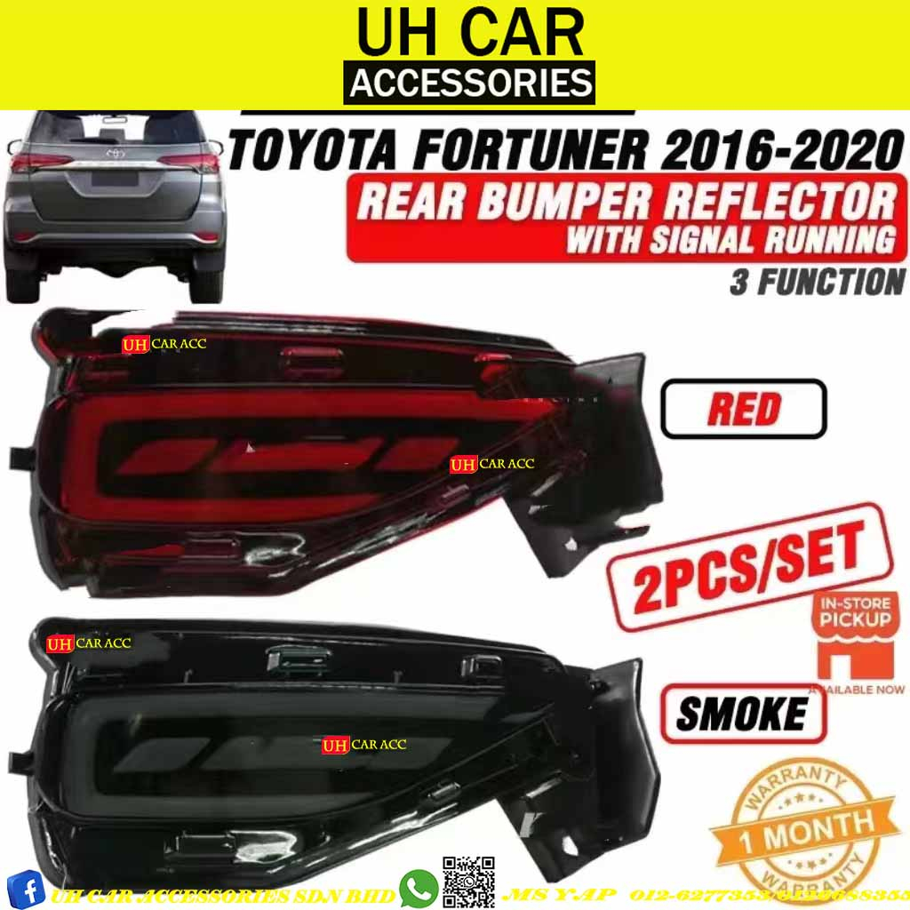 TOYOTA FORTUNER 2016-2020 REAR BUMPER REFLECTOR WITH SIGNAL RUNNING ...