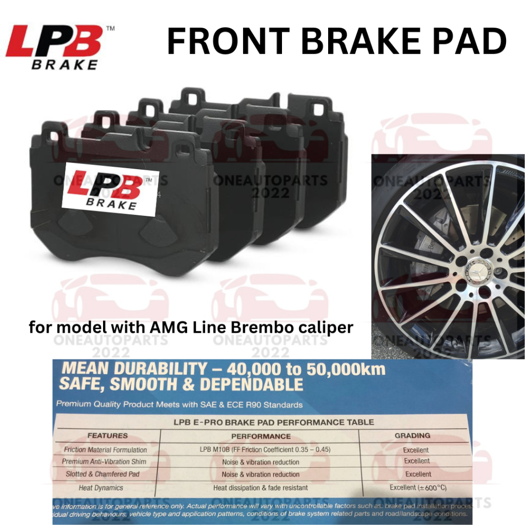 LPB E-PRO SEMI METALLIC FRONT BRAKE PAD MERCEDES BENZ W205 C200 C250 ...