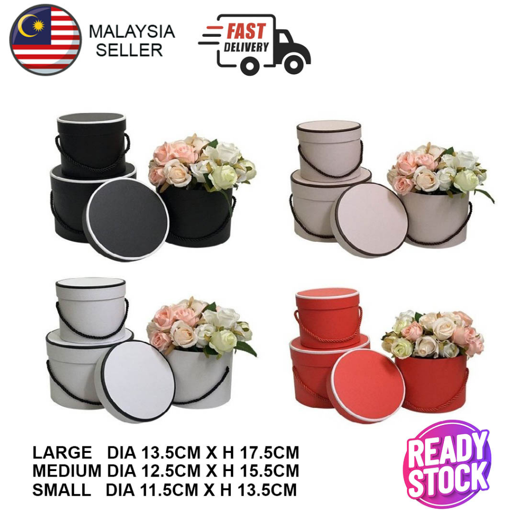 Round Box Gift Box Kotak Bunga Bulat ( READY STOCKS ) | Shopee Malaysia