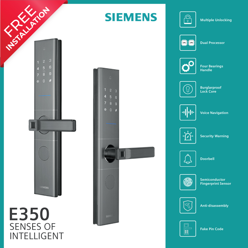 Siemens E350 Smart Lock (Palladium Silver) Digital Lock / Door Lock ...