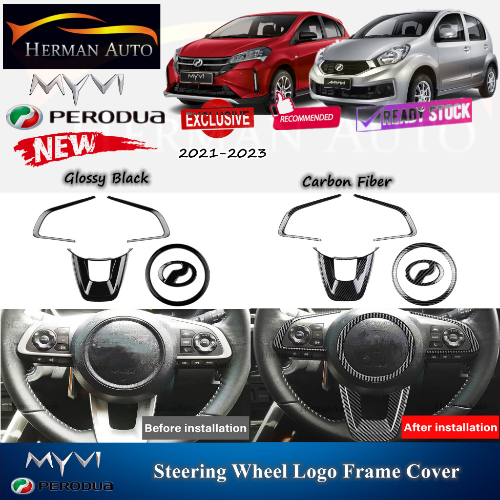 HermanAuto Perodua Myvi FL GEN3 GM3 Myvi 2021-2023 Steering Wheel Full ...