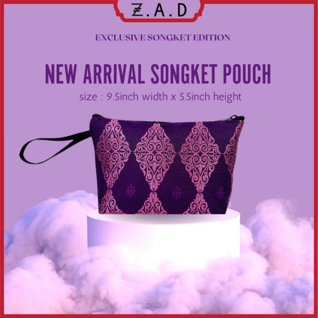 Songket Premium Pouch Purse Wristlet Bag cenderahati Tourist Souvenir ...
