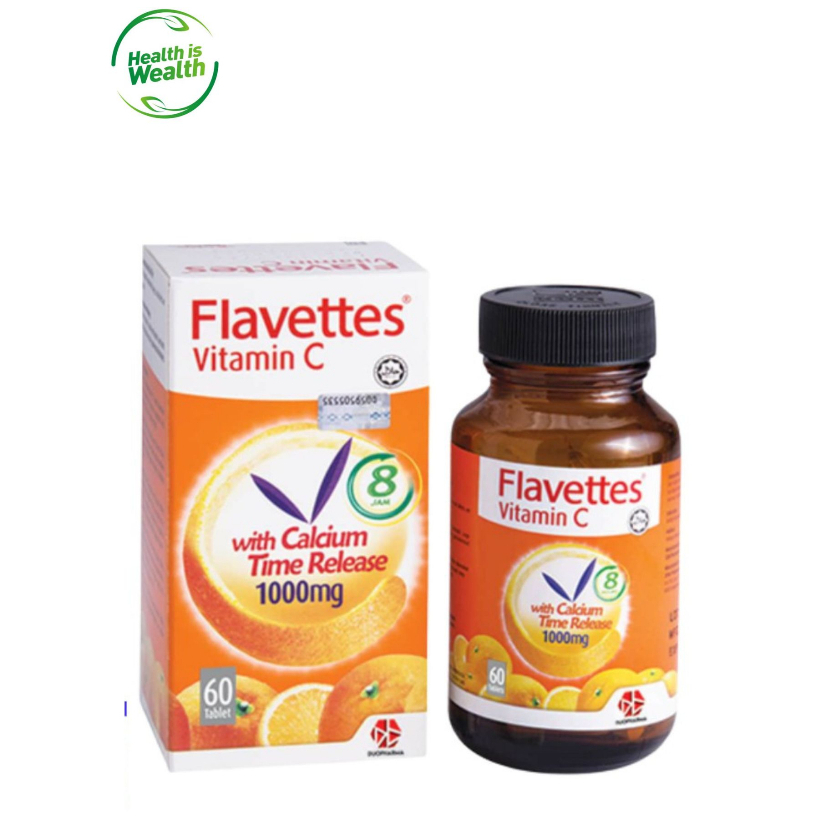 FLAVETTES VITAMIN C WITH CALCIUM TIME RELEASE 1000mg (60's) | Shopee ...