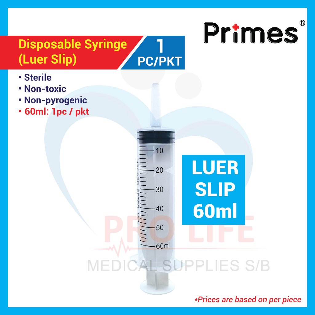 (Single pack type) Disposable Syringe 1ML 3ML 5ML 10ML 20ML 60ML (Luer Lock / Luer Silp ...
