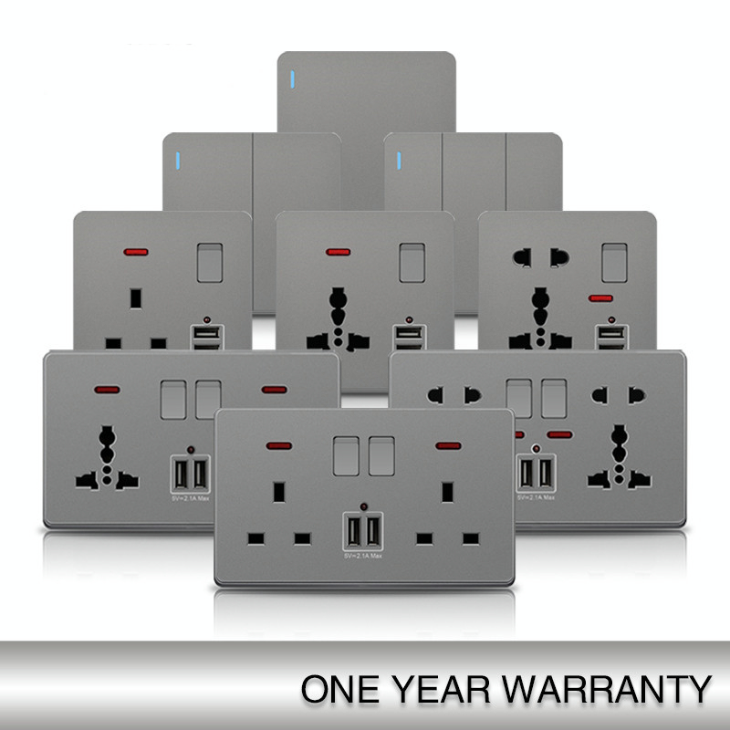 PC material 16A wall electric switch modern frameless household 13A ...