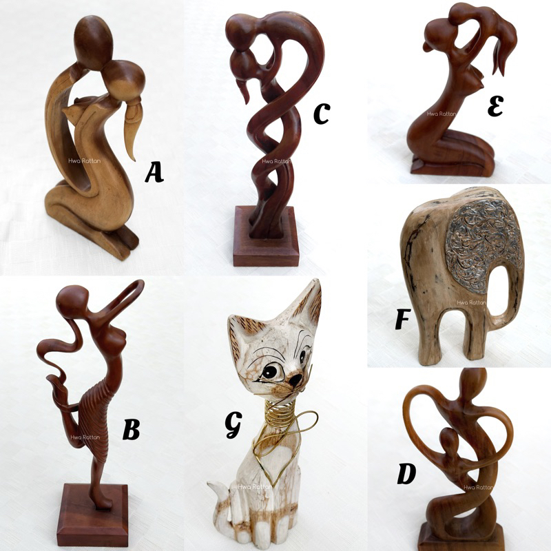 Wood handcraft Carve statue carving sculpture jati patung hiasan kayu ...