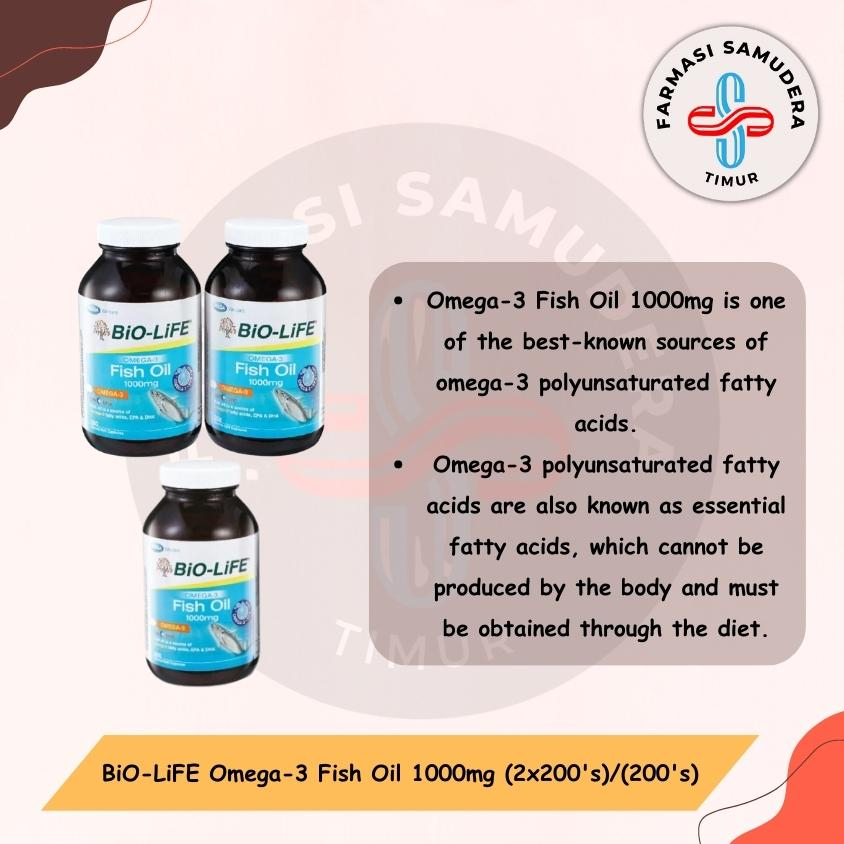 BiO-LiFE Omega-3 Fish Oil 1000mg (2x200's)(200's) | Shopee Malaysia
