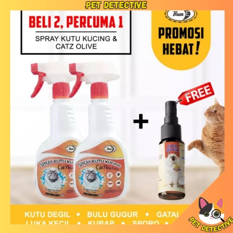 BUY 2 FREE 1 🔥 UBAT KURAP KUCING SPRAY KUTU KUCING ORGANIK CAT FLEA ...