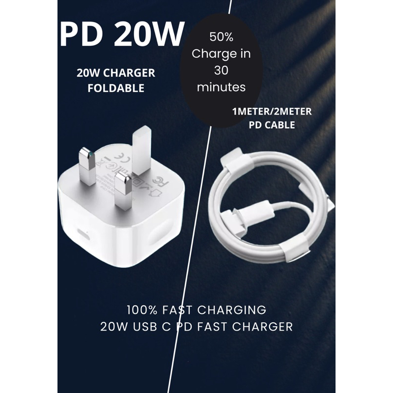 Fast Charging 20W USB-C Power Adapter for PD Cable Data Fast Charger ...