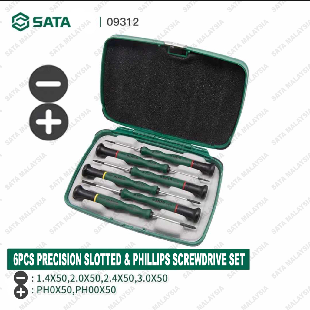 SATA Precision Screwdriver Set Slotted Phillips Hex Torx Screwdriver ...