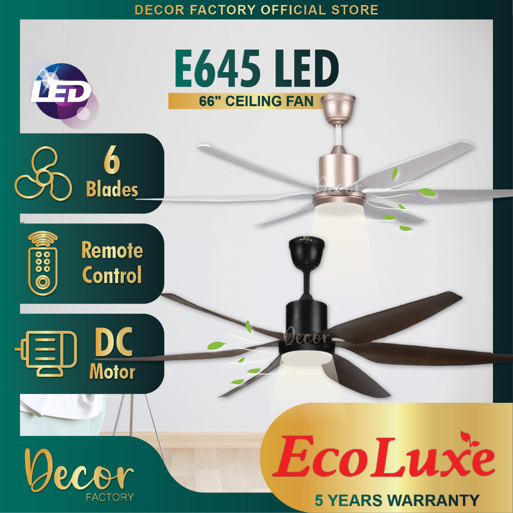 ECOLUXE Fan ECOLUXE E645 66'' 6 Blades 6 Speed + Reverse Remote Control ...