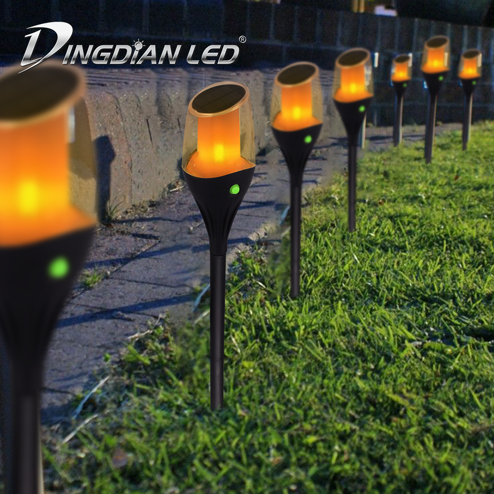Dingdian LED Solar Flame Lamp Fire Flame Lawn Bulb Flickering Torch ...