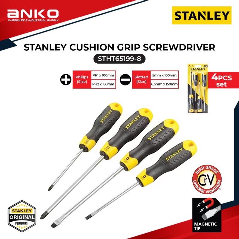 STANLEY CUSHION GRIP SCREWDRIVER 4 PCS SET ( PHILIPS | STD PARALLEL ...