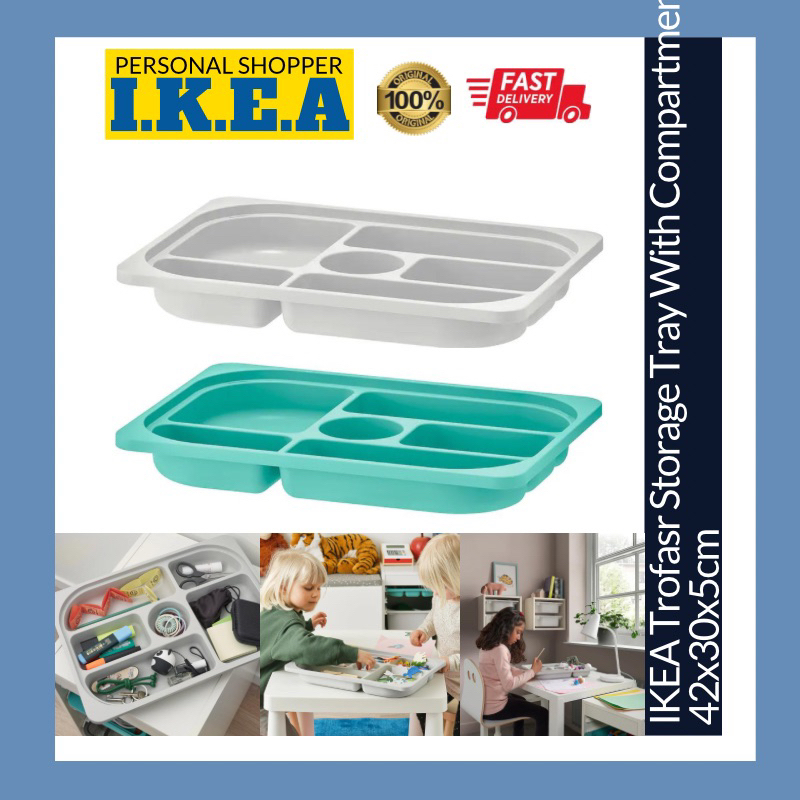 IKEA Trofast Storage Tray Box With Compartment Grey Turquoise Craft Toy ...