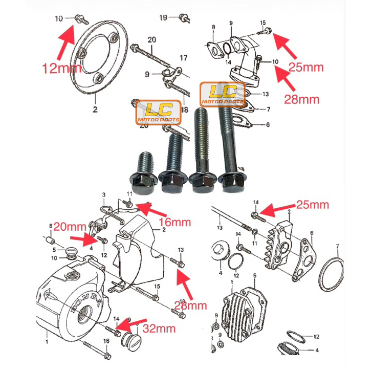 SCREW T8 SKRU ENJIN MOTOR HONDA EX5 DREAM COVER CLUTCH MAGNET SPROCKET ...