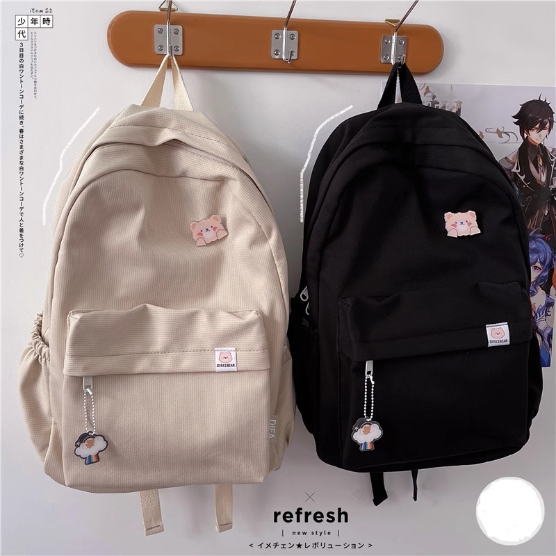 Ready Stock Korean Style Candy Color Large Capacity School Bag Simple Casual Backpack Student ...