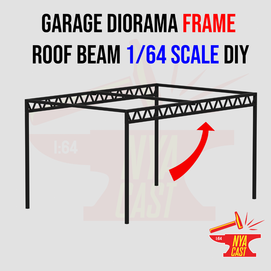 Beam Frame Roof 1/64 Diorama DIY Diecast White Plastic Custom Garage ...