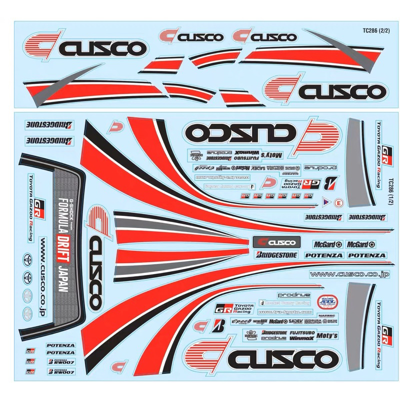TeamC Racing Team C 1/10 Toyota GR86 Sticker TC932 TC933 TC934 Cusco ...
