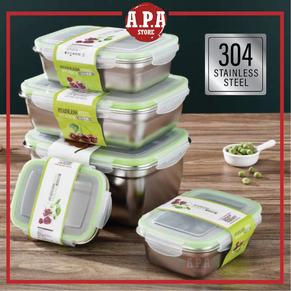APA SUS 304 Stainless Steel Container Lunch Box With Lid Food Storage ...