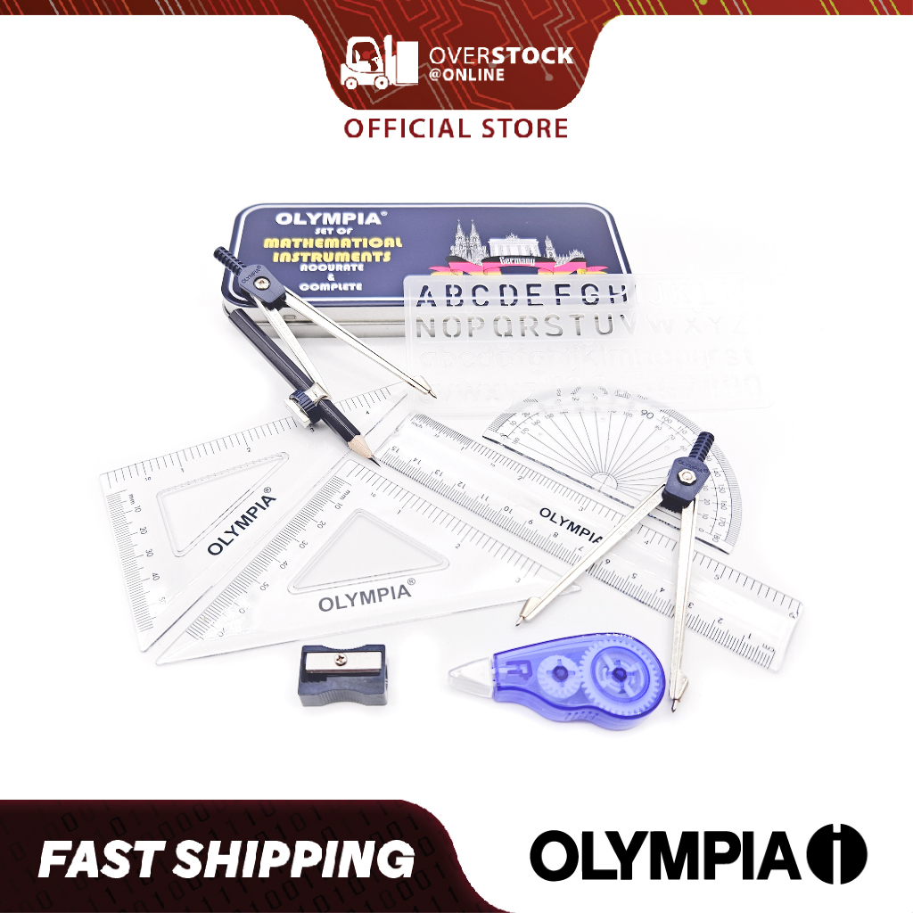 OLYMPIA Set of Mathematical Instruments with Compasses, Rulers ...