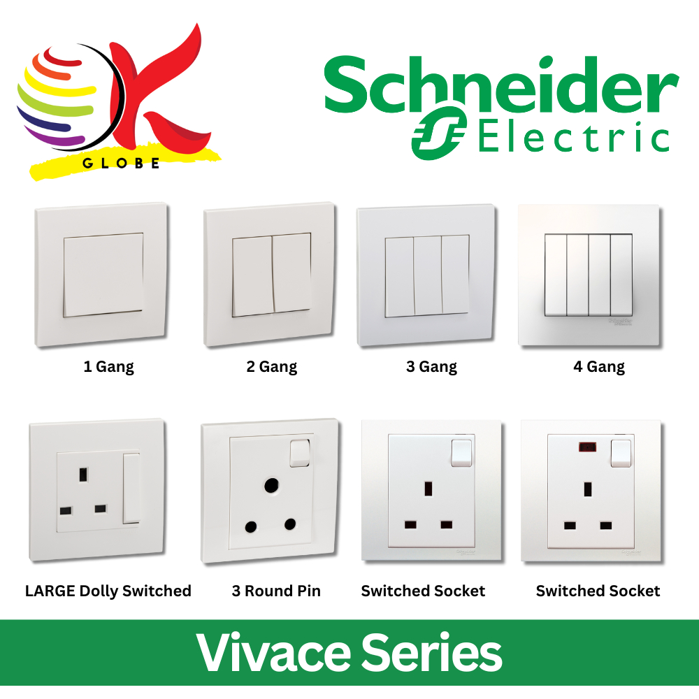 SCHNEIDER ELECTRIC VIVACE SERIES 250V 1 GANG / 10A / 20A / 13A / 15A ...