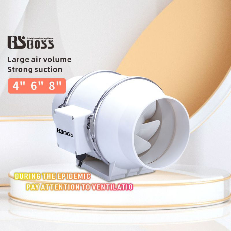 BSBOSS 4 inch 6 inch 8 inch diagonal flow pressurized duct fan bedroom ...