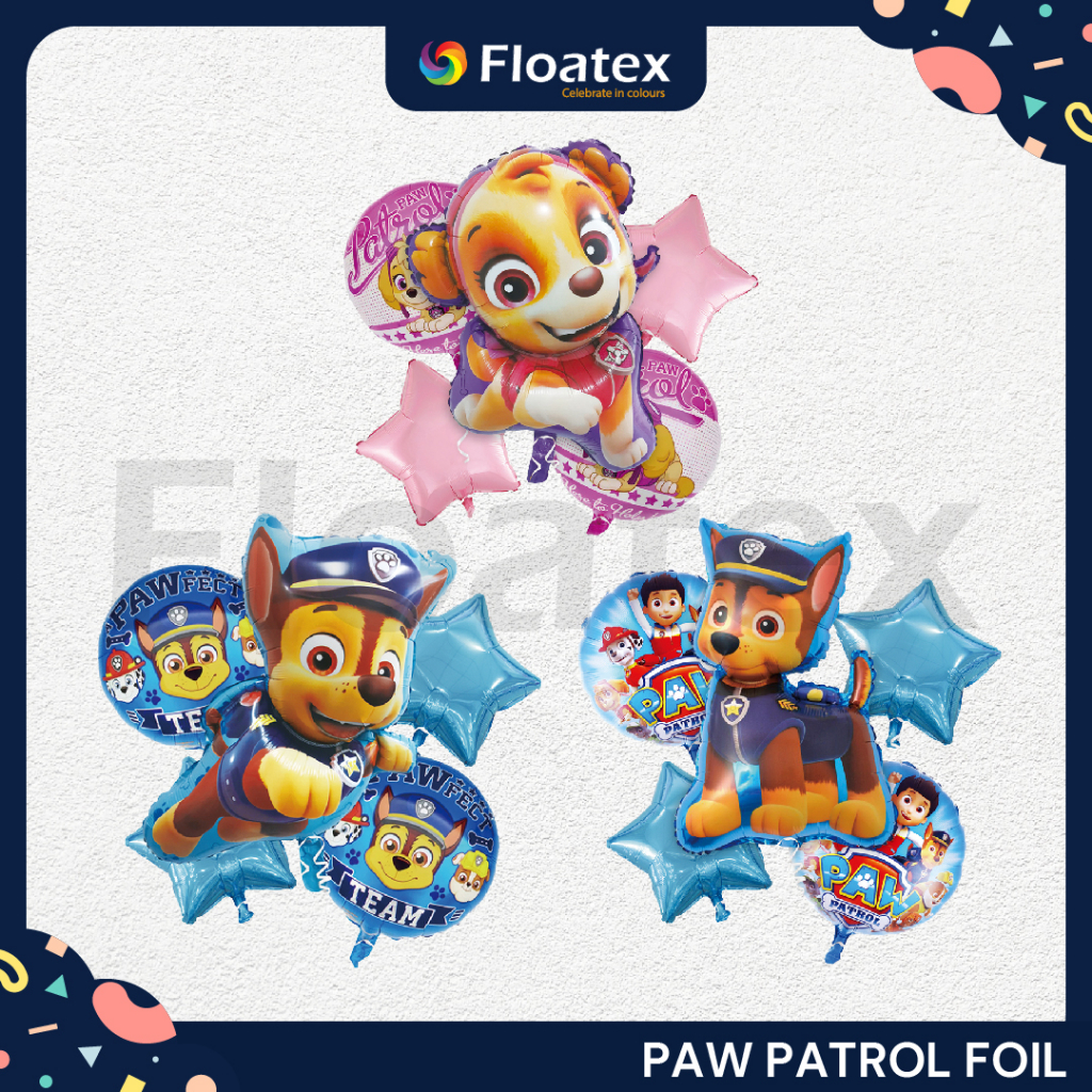 (Ready Stock) Paw Patrol Theme Foil Balloon Set Paw Patrol Birthday Balloon Skye Marshall Chase ...