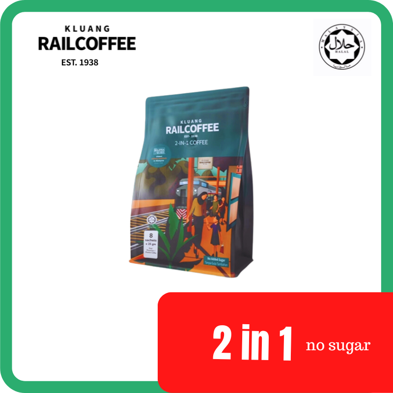 serbuk kopi 2 In 1 Original Kluang Rail Coffee 8 sachets x 25gm ...