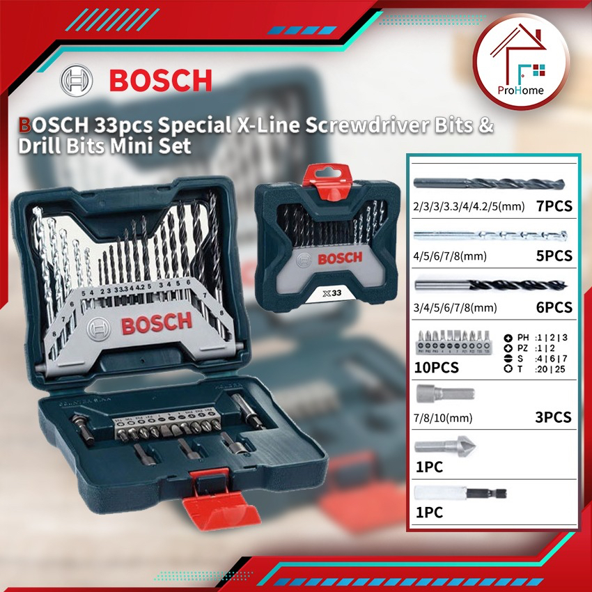 Original Bosch 33 Pcs Special X Line Screwdriver Bits And Drill Bits Mini