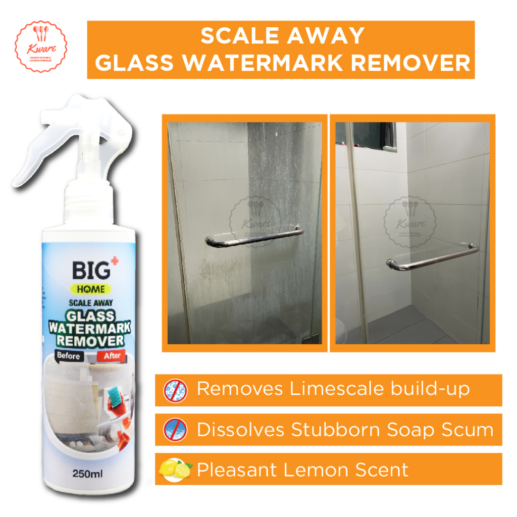 BIG+ Scale Away Glass Watermark Remover 250ml Home Bathroom Toilet Bowl ...