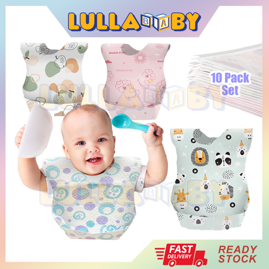 🔥READY STOCK🔥10PCS Individual Packing Disposable Baby Bib Travel ...