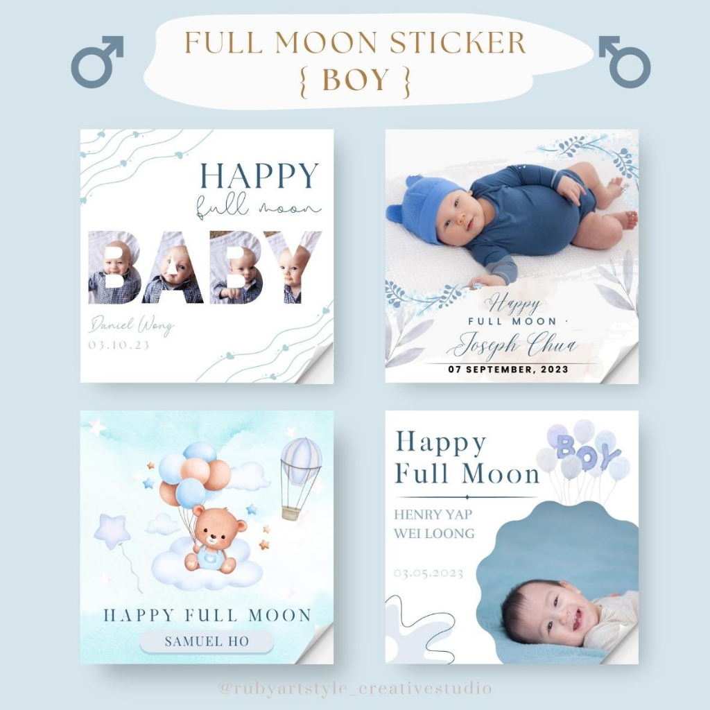 𝐅𝐔𝐋𝐋 𝐌𝐎𝐎𝐍 𝐁𝐀𝐁𝐘 [𝐁𝐎𝐘] Sticker Label GLOSSY 婴儿满月贴纸 滑面 | Shopee Malaysia