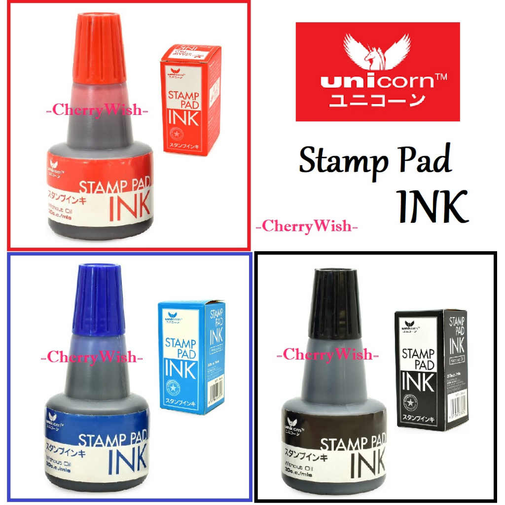 Unicorn Stamp Pad Ink Refill USI-30CC ( Blue / Black / Red ) | Shopee ...