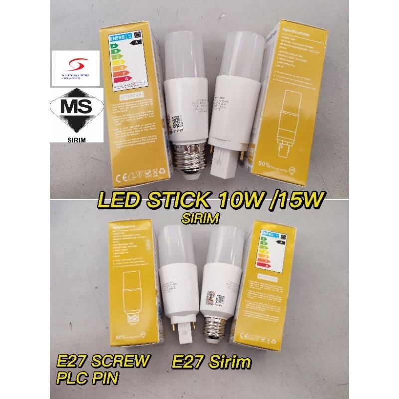 (SIRIM) Led Stick Bulb 10W & 15W E27/PLC (Clear Stock) | Shopee Malaysia
