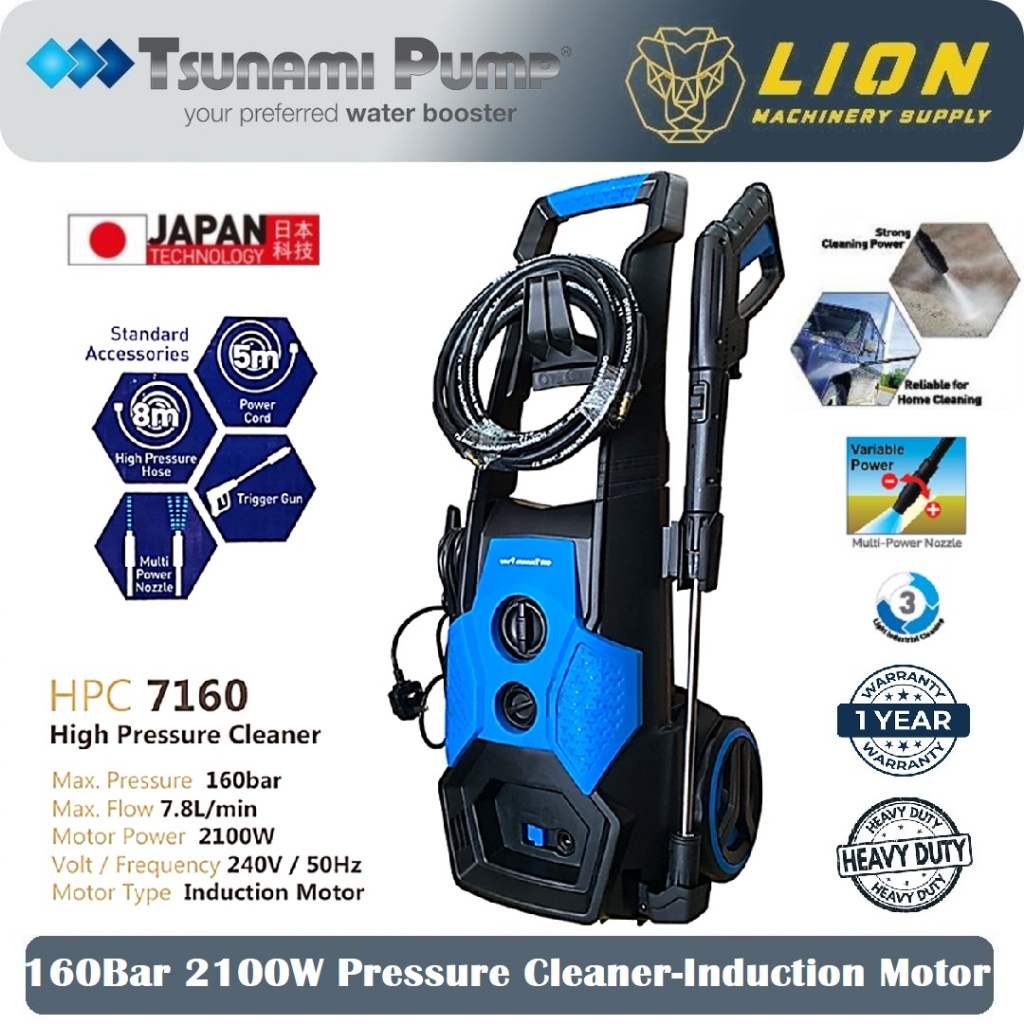 Tsunami 160Bar 2100Watt (Induction Motor) High Pressure Cleaner HPC7160 ...