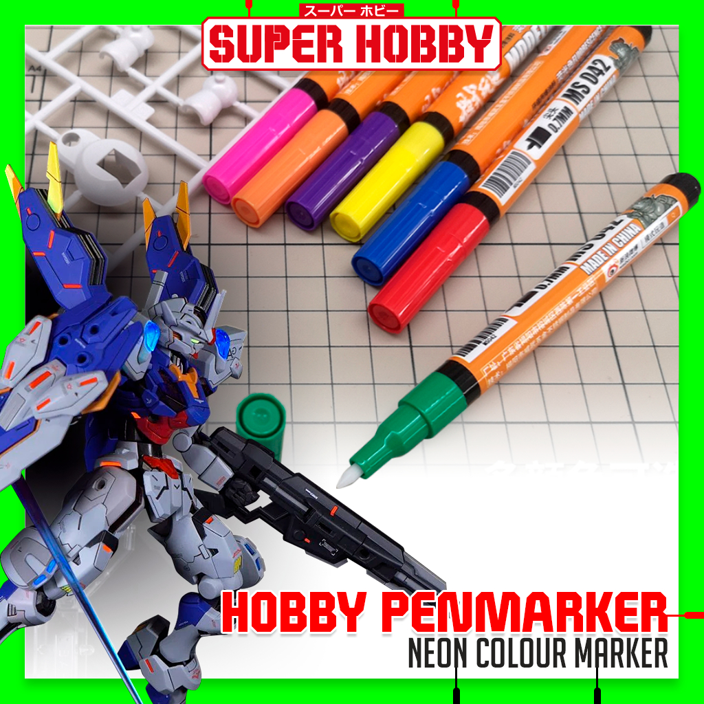 MoShi MS042 Marker Pen MODEL Marker 0.7mm Hobby Fluorescent/Neon Color ...
