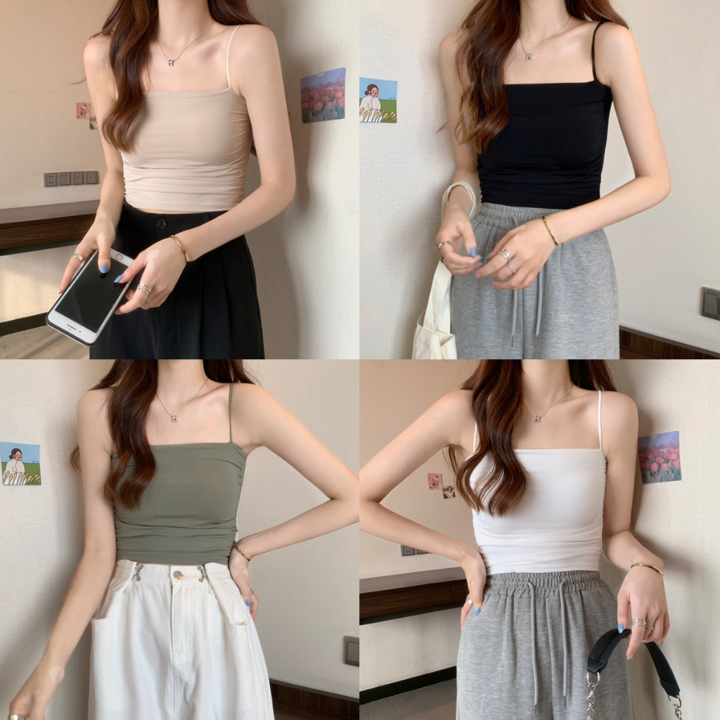New Ice Silk Small Camisole for Women with Slim Fit and Slim Fixed Cup ...