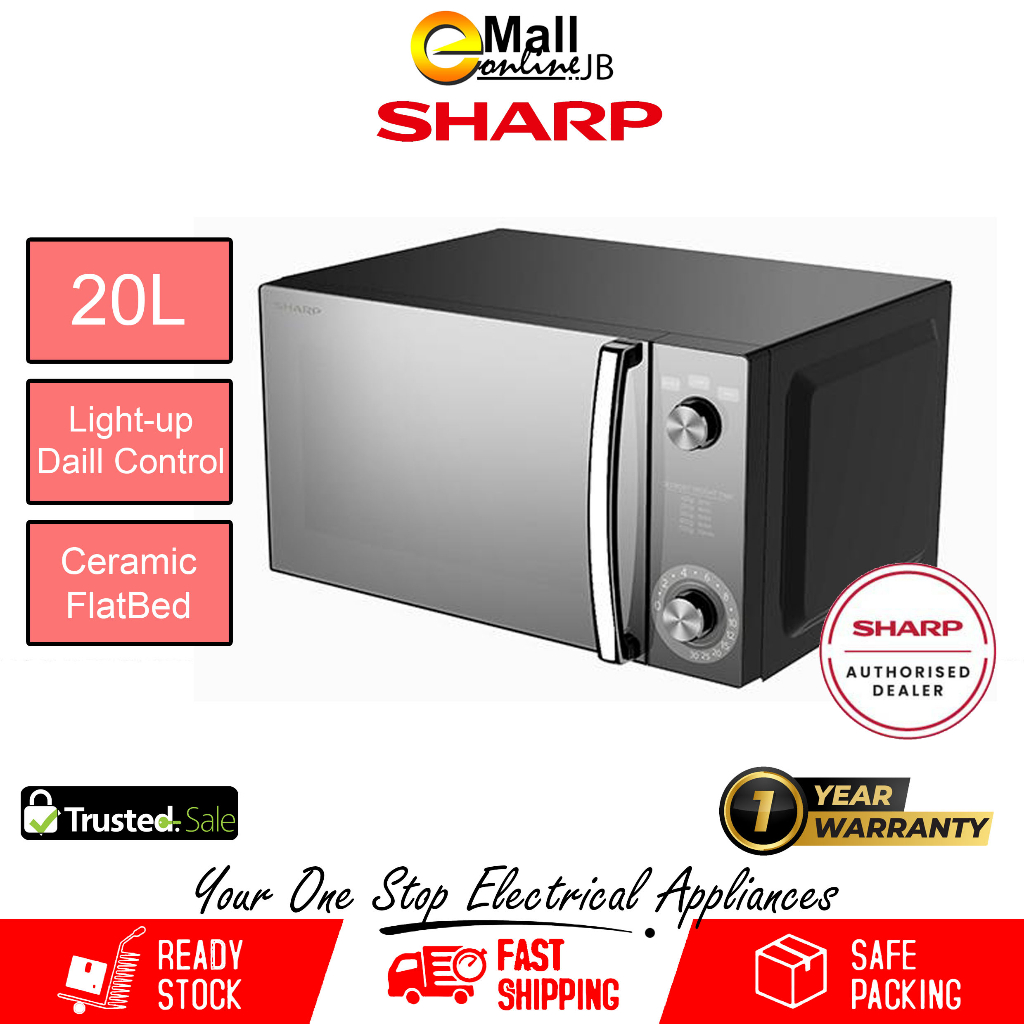 Sharp 20L Mechanical Dial Ceramic Flatbed Microwave R2121FGK | Shopee ...