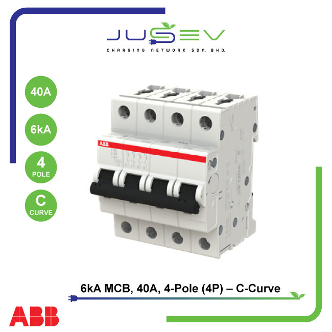 ABB 6kA MCB S204 | 40A | 4-Pole (4P) | C-Curve | Shopee Malaysia