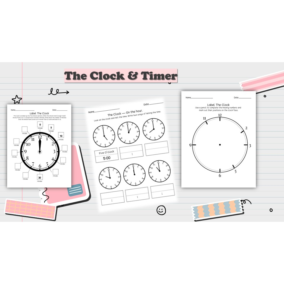 [PRE020] 38 pages The Clock / Timer Worksheet for Pre-school PDF ...