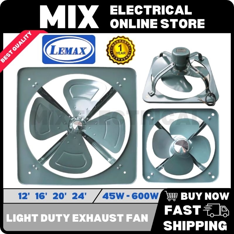 LEMAX 12″ 16″ 20" 24″ Industrial Exhaust Fan Light Duty Kipas Ekzos ...