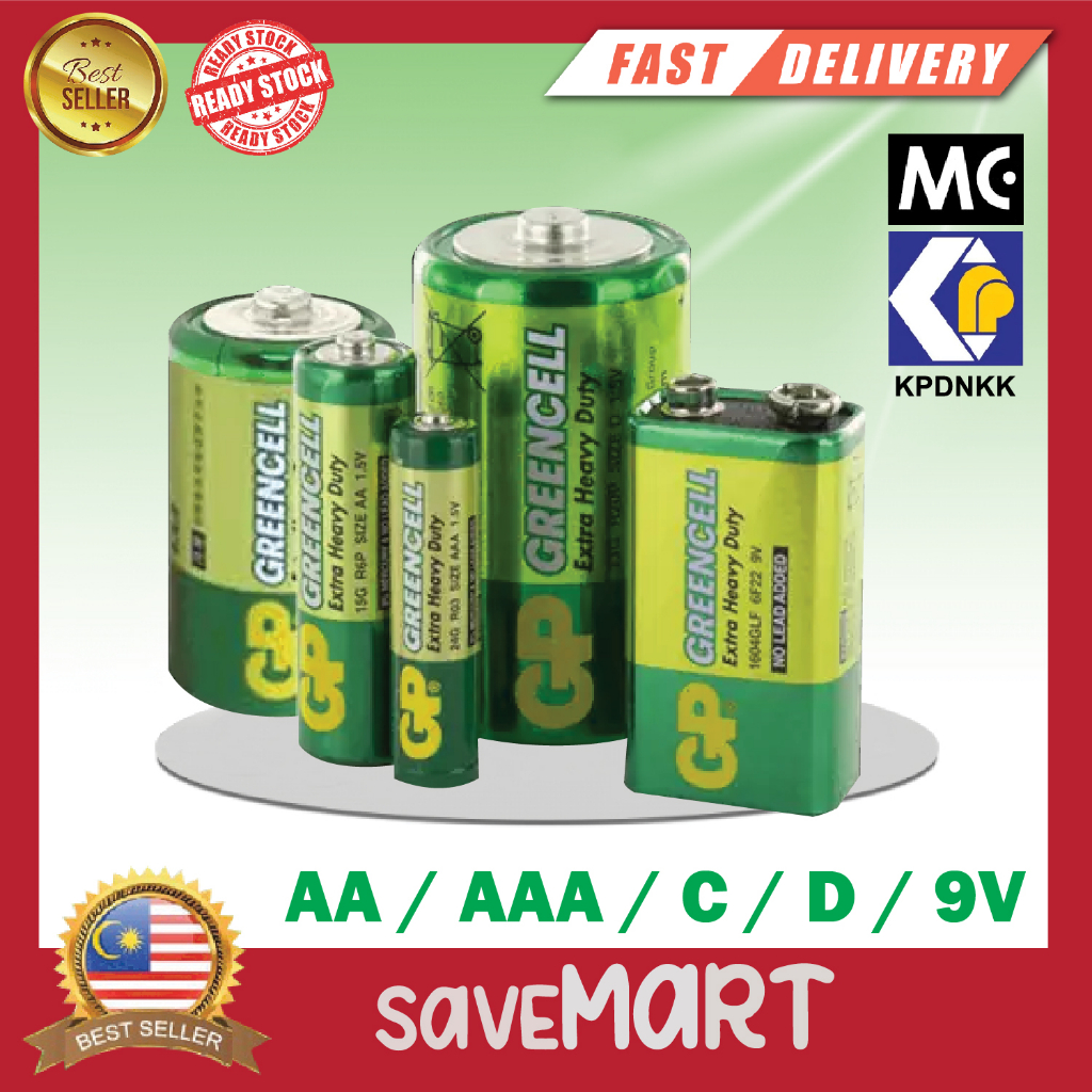 GP GREENCELL Extra Heavy Duty Batteries Carbon Zinc Battery C,D,AA,AAA ...