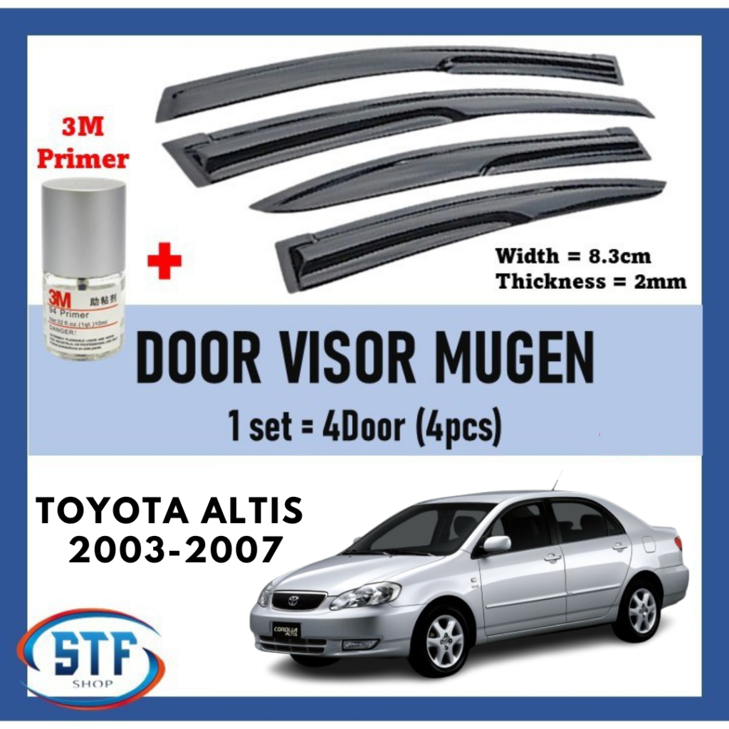 Toyota Altis 2003-2007 Door Visor Air Press Window Mugen Style Acrylic ...