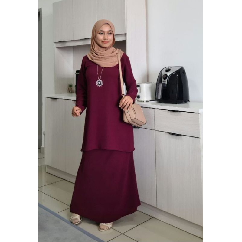 BAJU KURUNG SYAMIRAH IRONLESS ITALIAN CREPE⚘tak payah gosok⚘(ready stock) | Shopee Malaysia