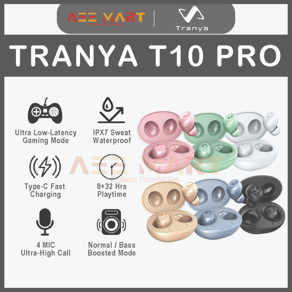 Tranya T10 Pro Ultra Low-Latency Wireless Gaming Earbuds with Wireless ...