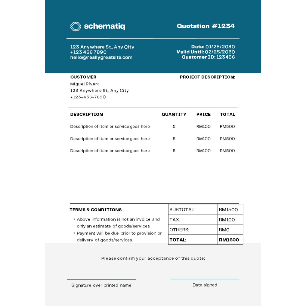 QUOTATION TEMPLATE [EDITABLE] Price Quotation Document in Black and ...