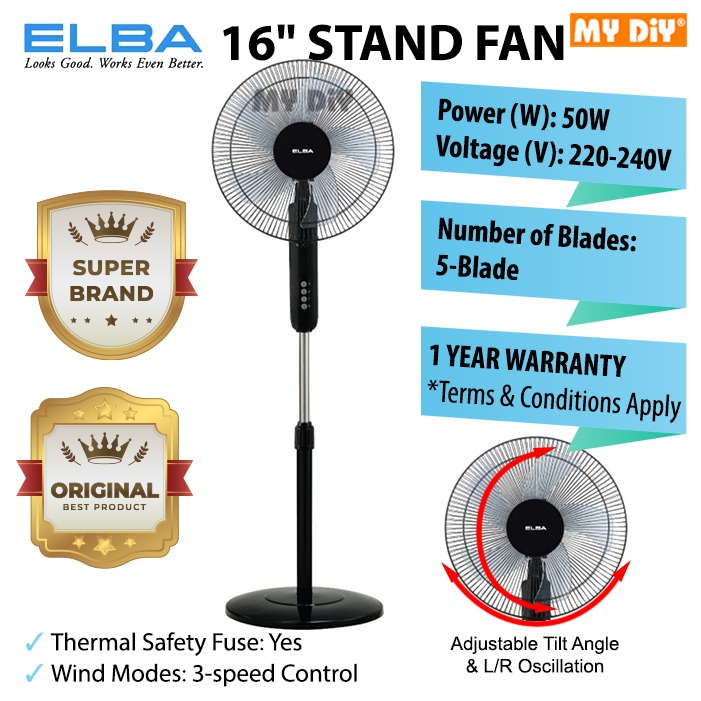 MYDIYHOMEDEPOT - 16" Elba Stand Fan 16" ESF-J1656(BK) | Shopee Malaysia